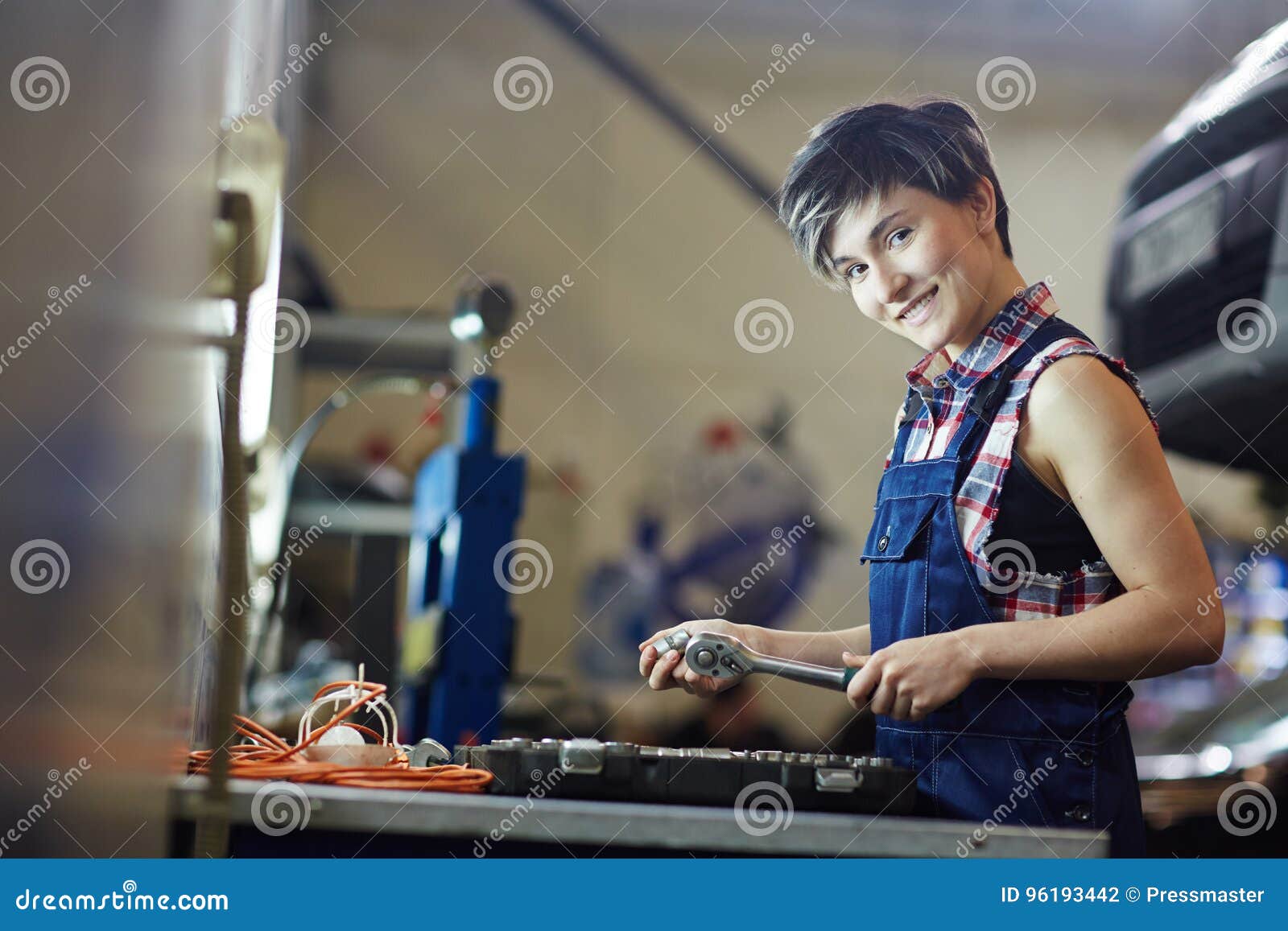 Female technician stock photo. Image of sparepart, choosing - 96193442