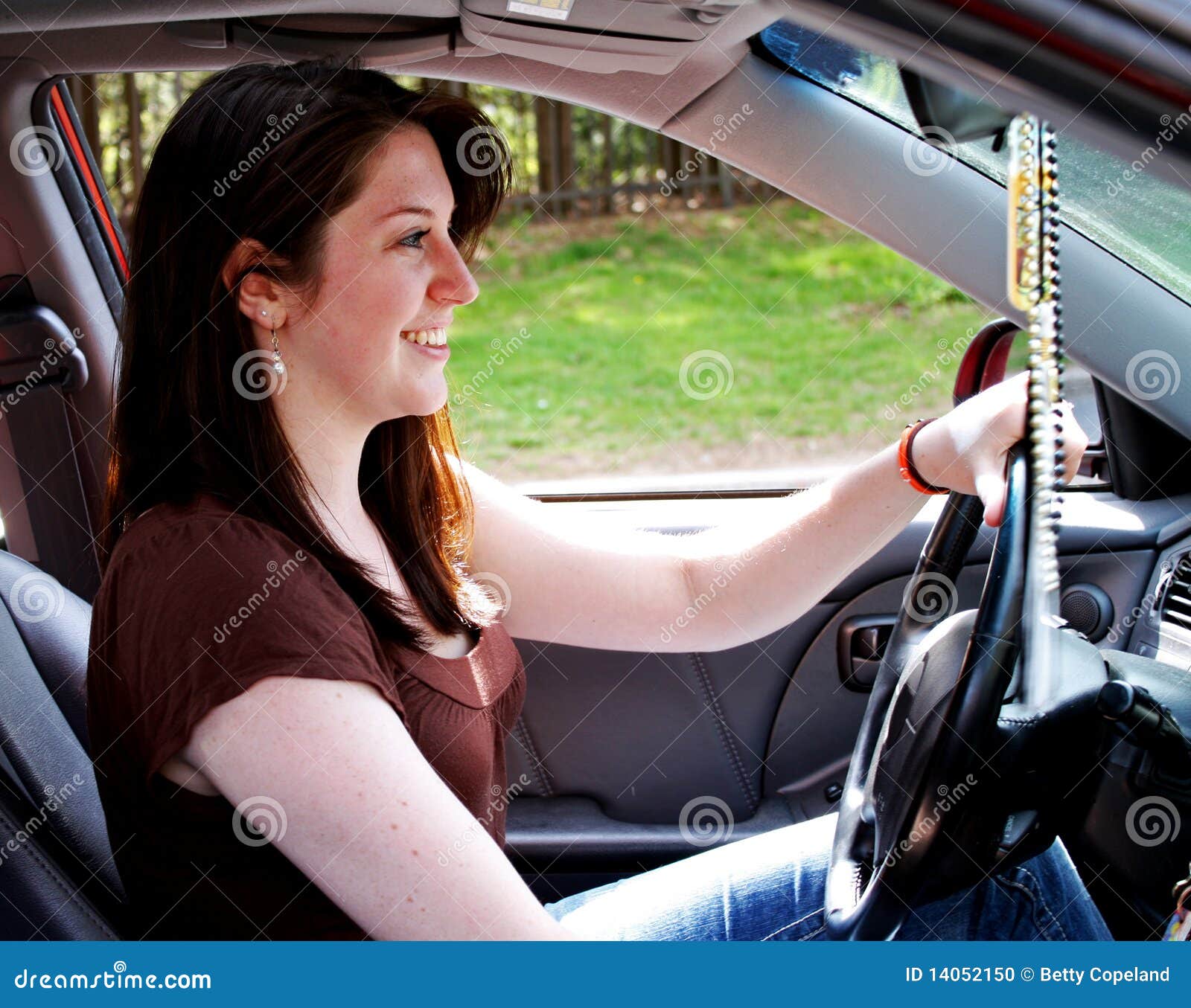 Female teen driver stock photo. Image of brunette, youth - 14052150