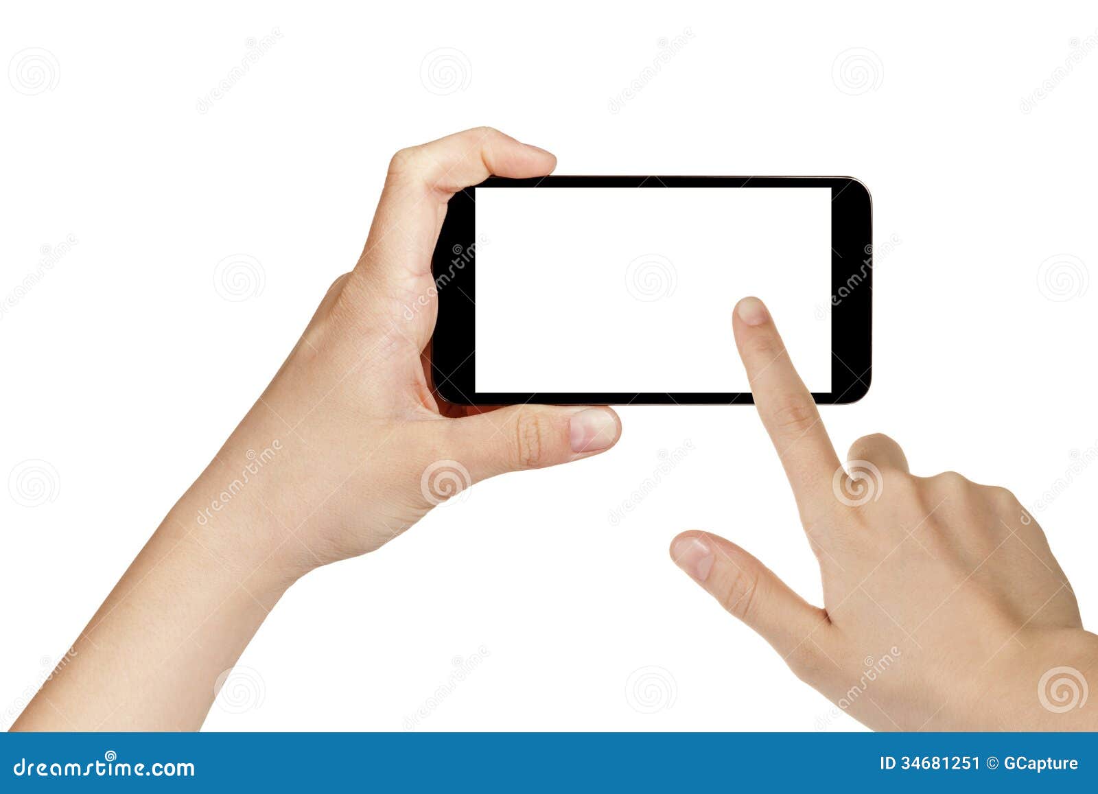 Female Teen Hands Using Mobile Phone with White Screen Stock Image ...