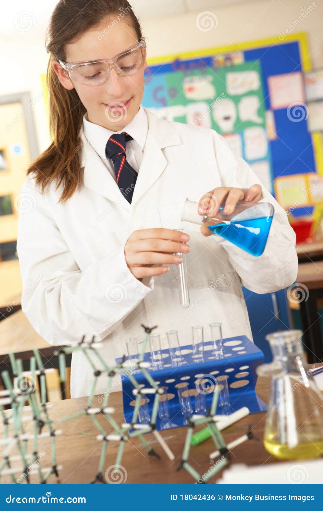 Female Teenage Student in Science Class Stock Photo - Image of desk ...