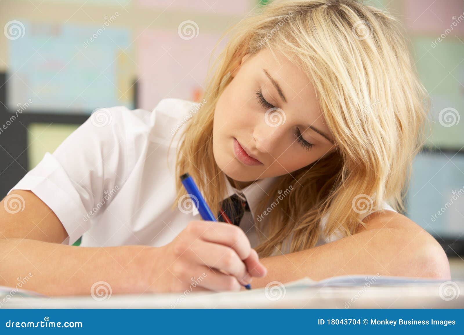Female Teenage Student Studying Stock Photo - Image of female, study ...