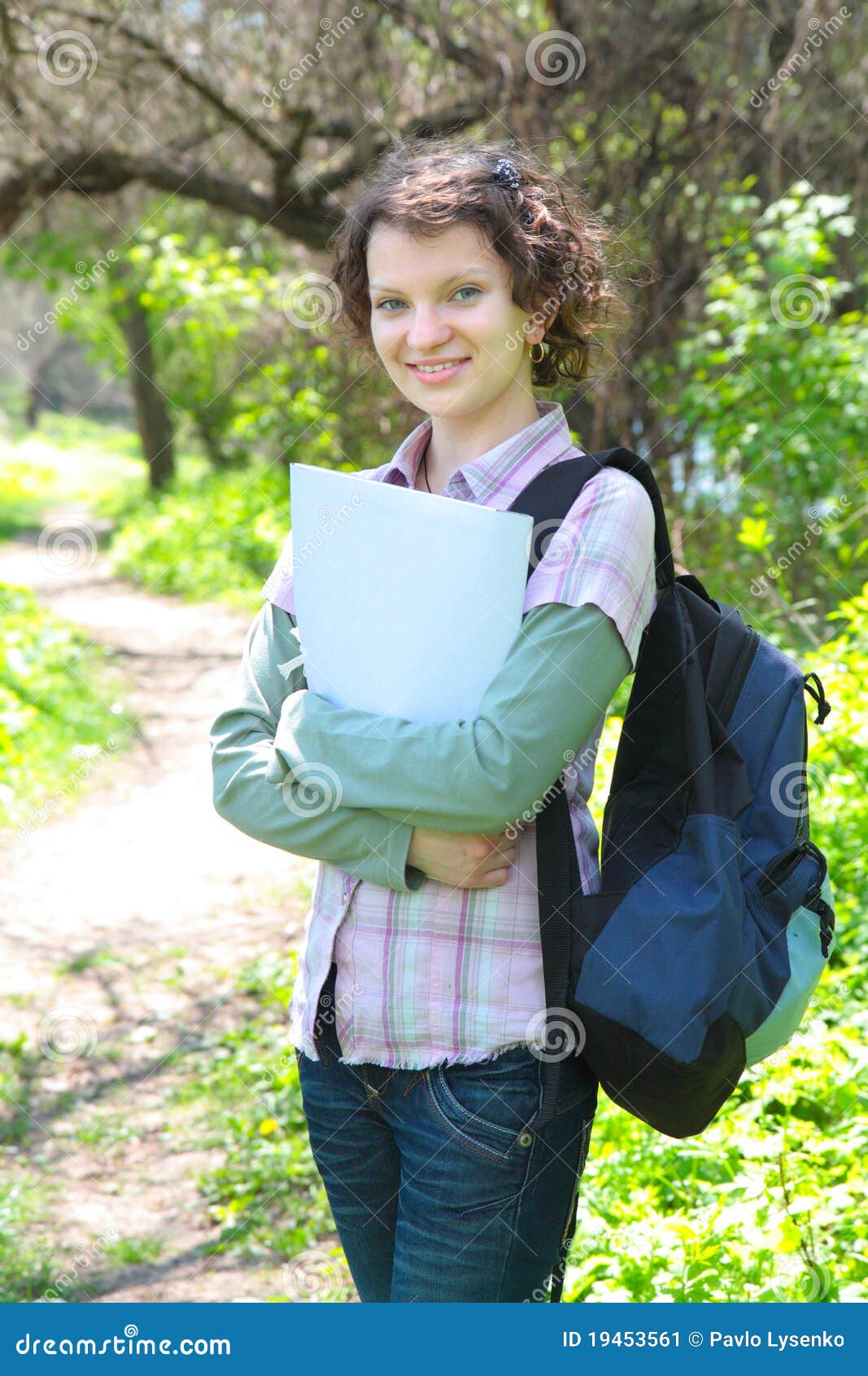 Female Teenage Student in Summer Park Stock Image - Image of education ...