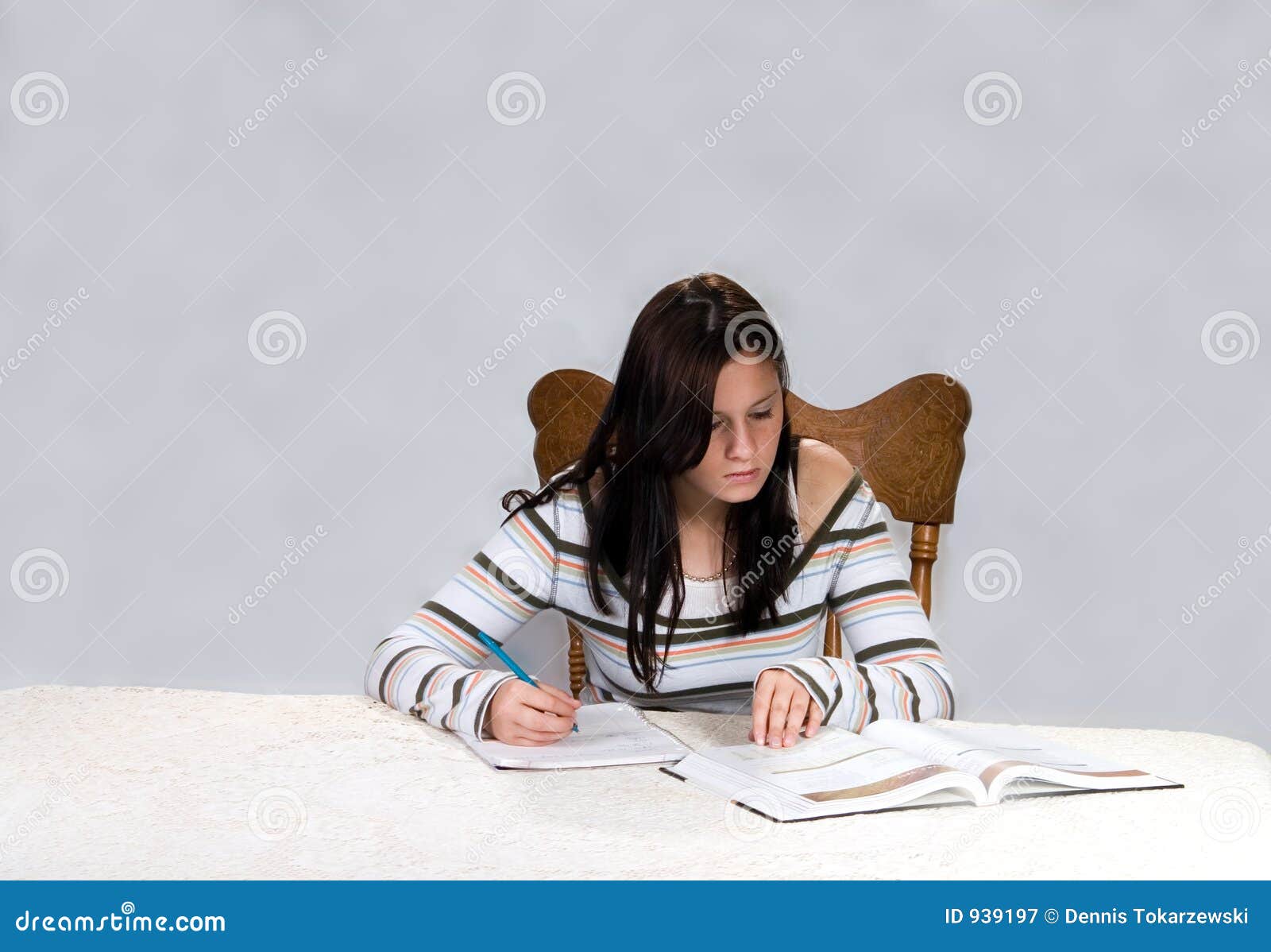 Female teenager studying stock image. Image of sitting - 939197