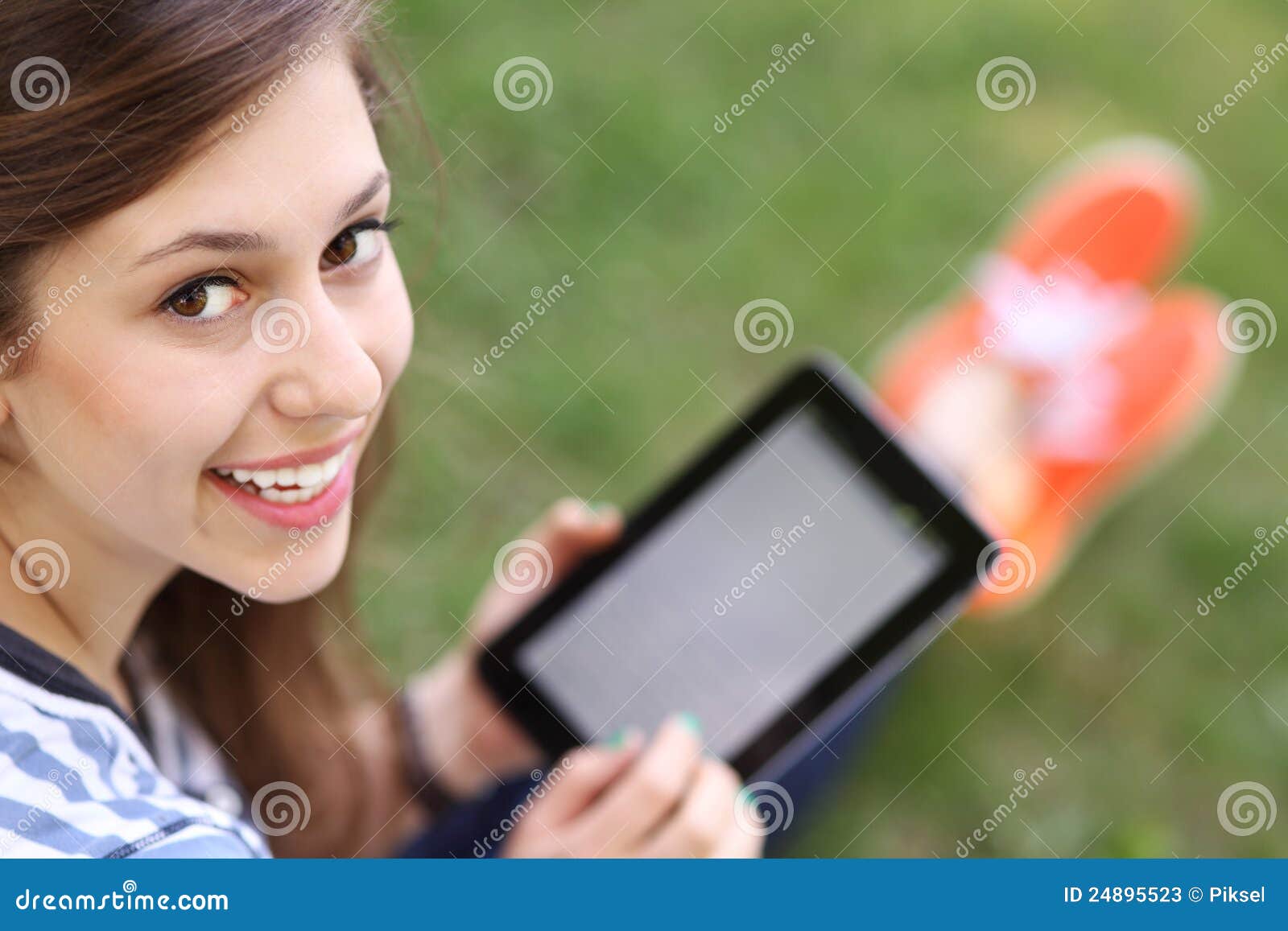 Female Teenager Using Digital Tablet Stock Image - Image of adult, girl ...