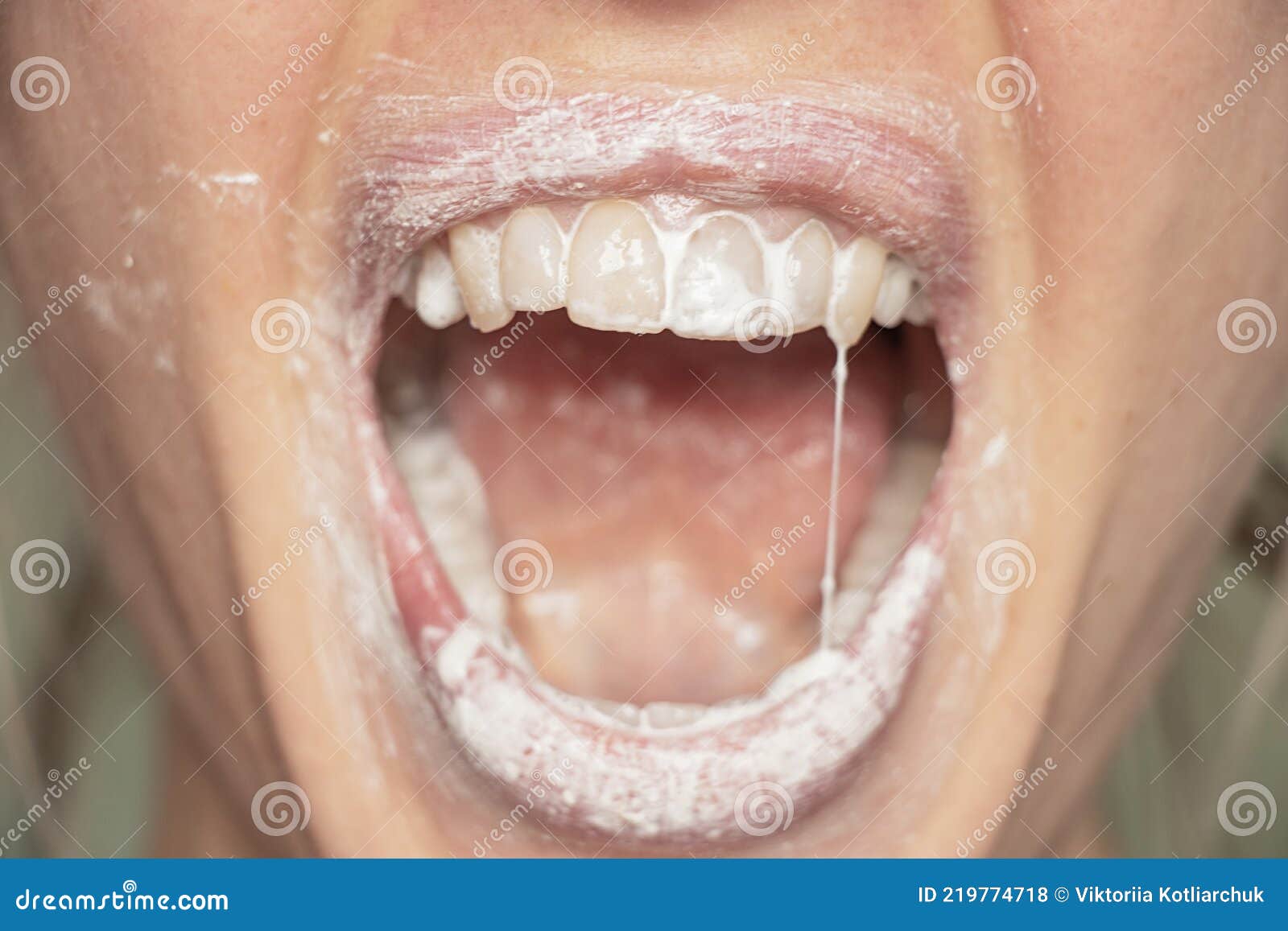 Female Teeth in Toothpaste Brushing Teeth Close-up Stock Photo - Image ...