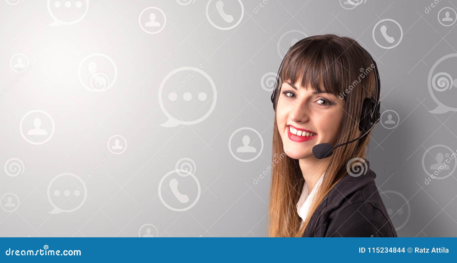 Female Telemarketer Concept Stock Photo - Image of headphone, fringe ...