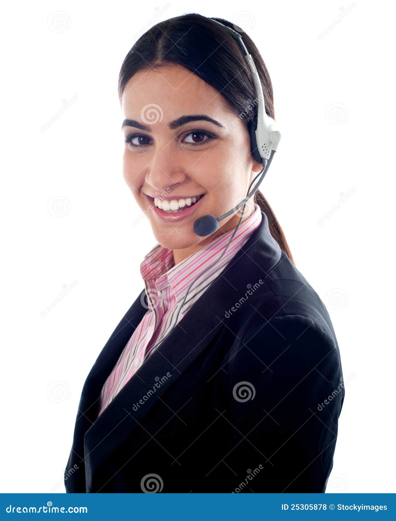 Female Telemarketer with Headsets Stock Photo - Image of customer ...