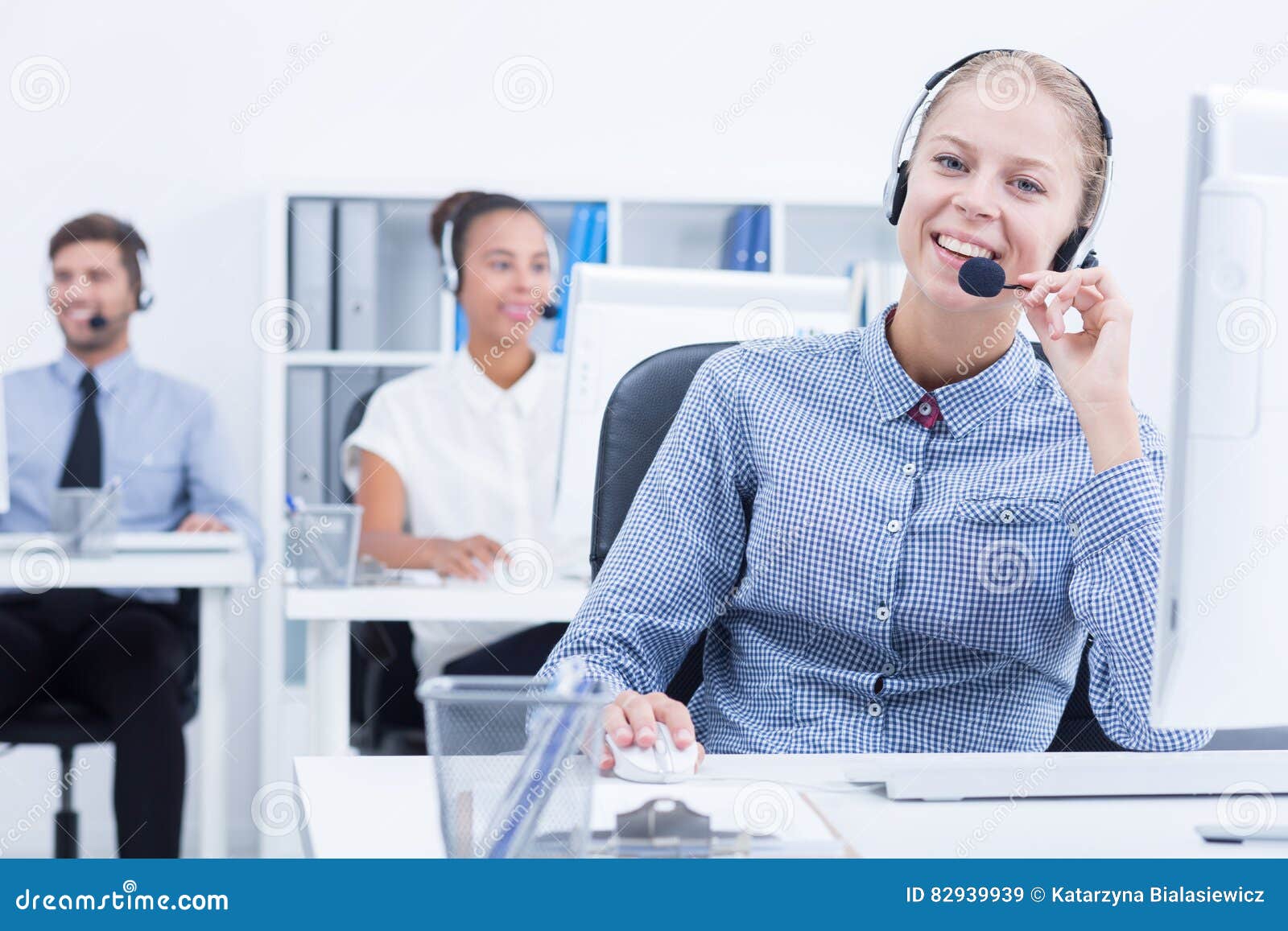 Female Telemarketer at Work Stock Image - Image of place, helpline ...