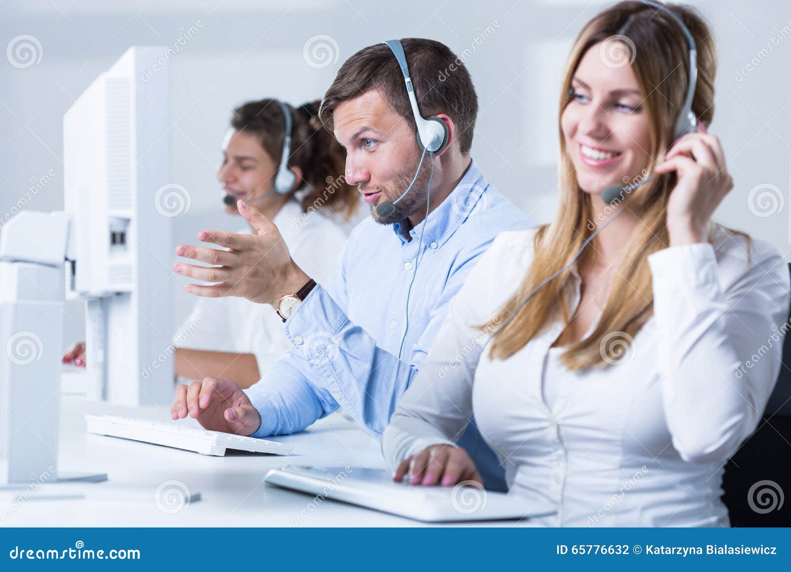 Female Telemarketer during Work Stock Photo - Image of hotline, worker ...