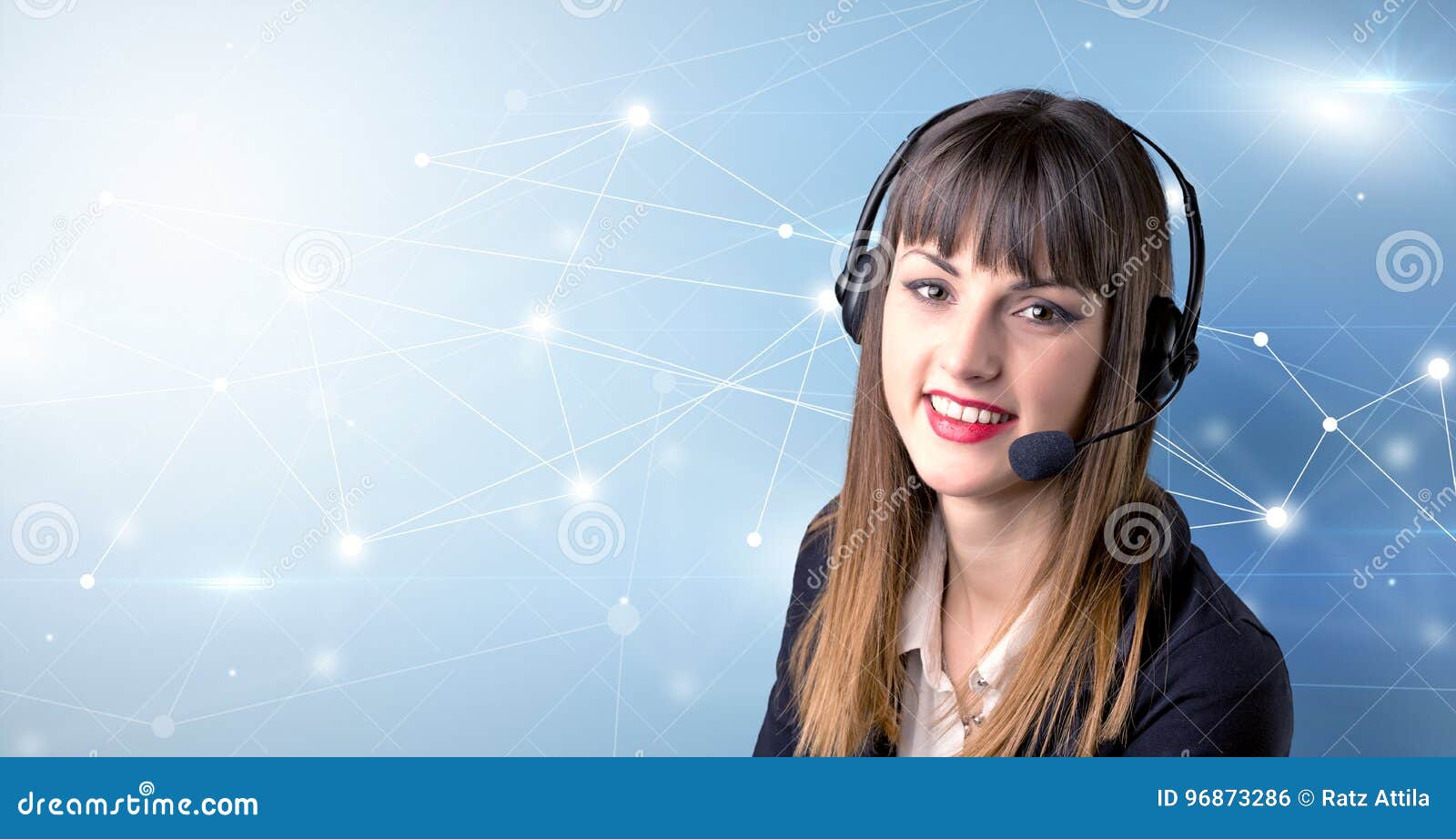 Female telemarketer stock photo. Image of female, headphones - 96873286
