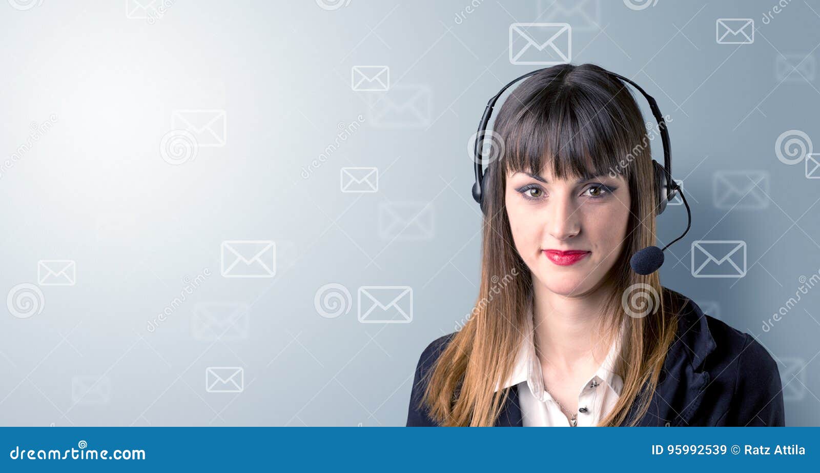 Female telemarketer stock image. Image of happy, businesswoman - 95992539