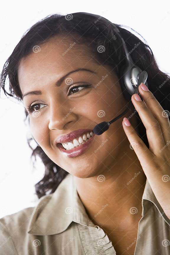 Female telesales worker stock image. Image of confident - 5293063
