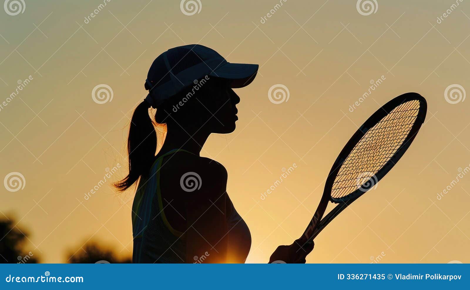 A Female Tennis Player in a Dramatic Pose, Holding Her Racket in the ...