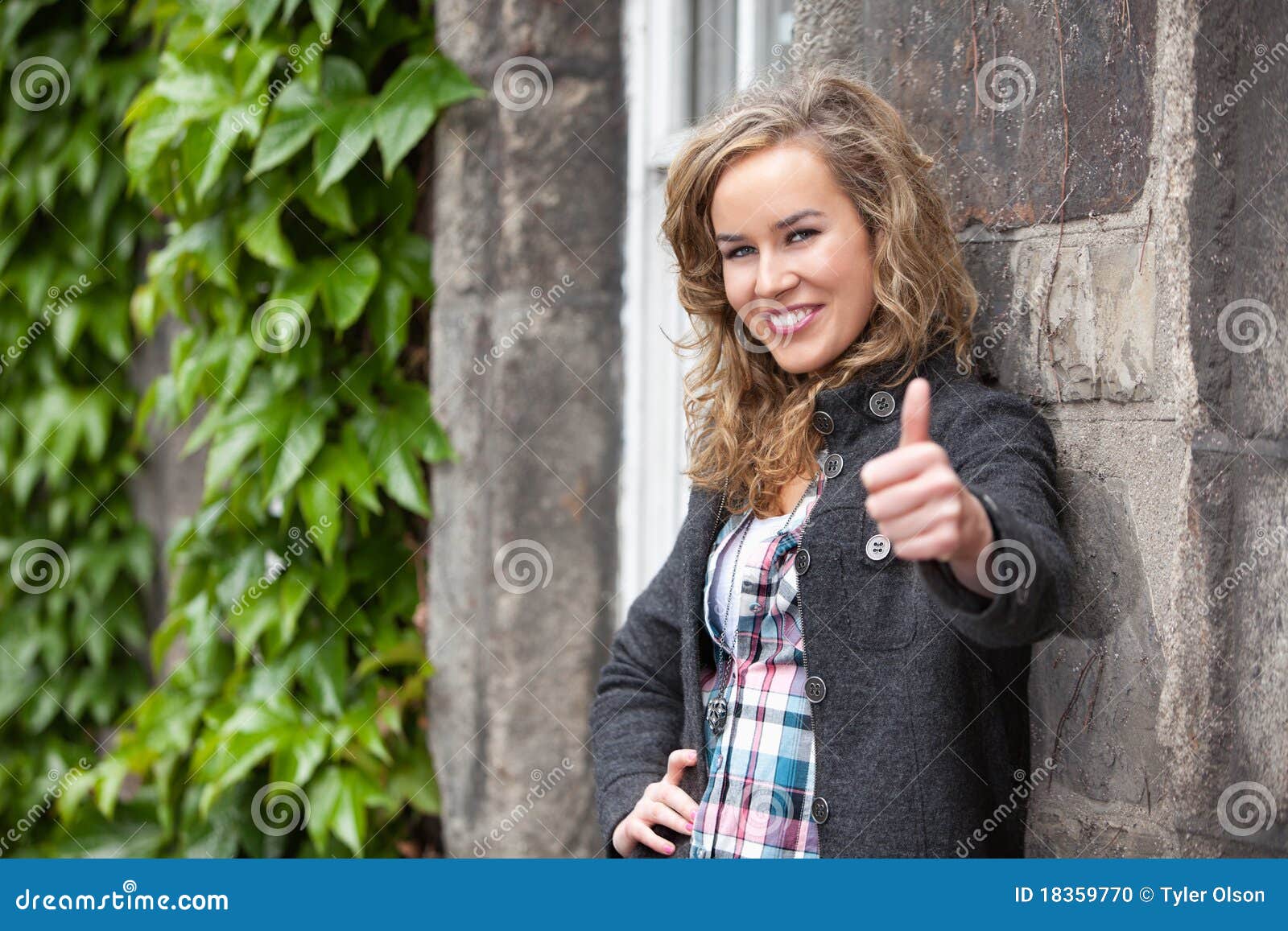 Female with thumbs up stock photo. Image of success, portrait - 18359770