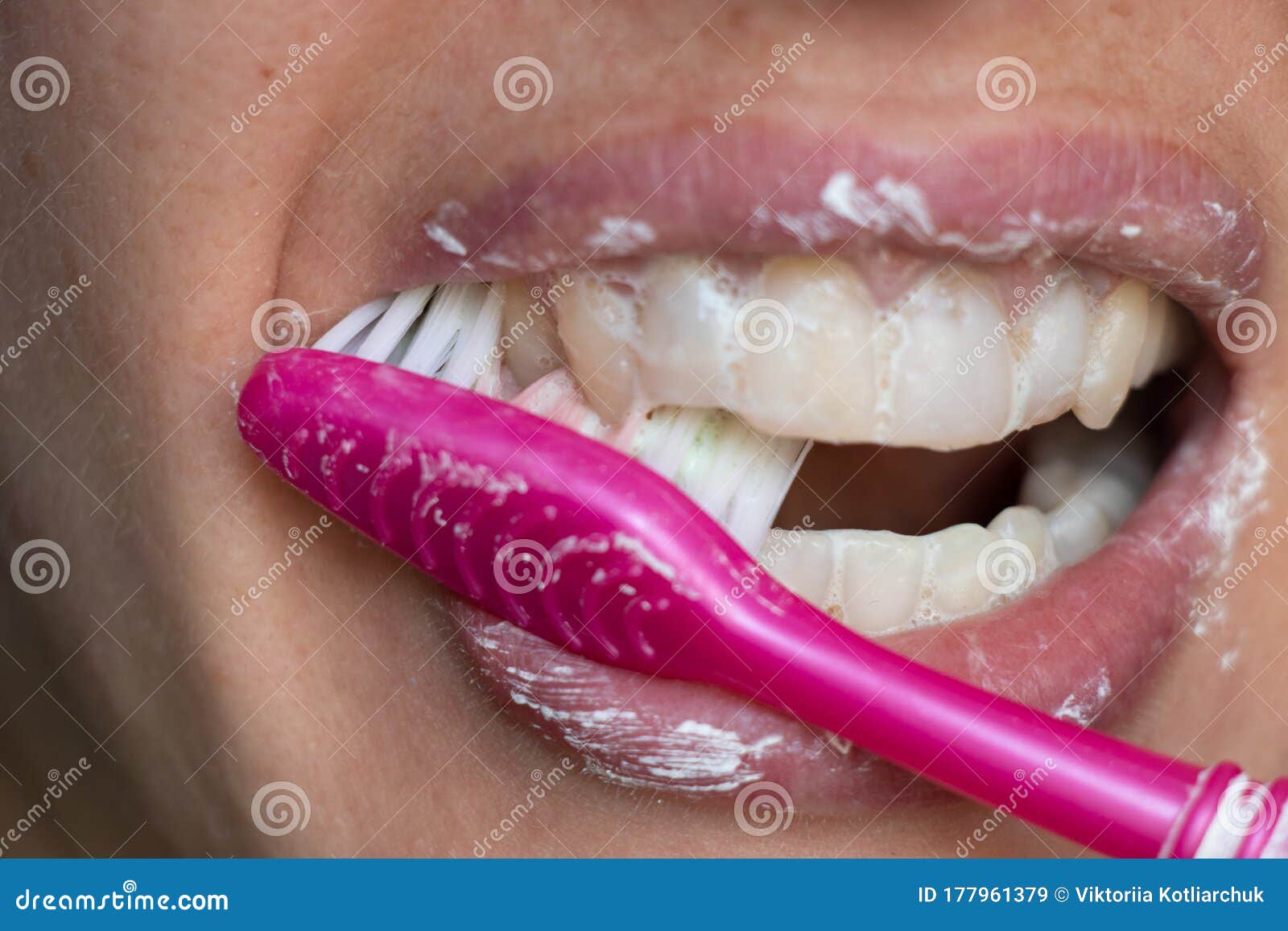 Female in Toothpaste Closeup on an Isolated Background Stock Image ...