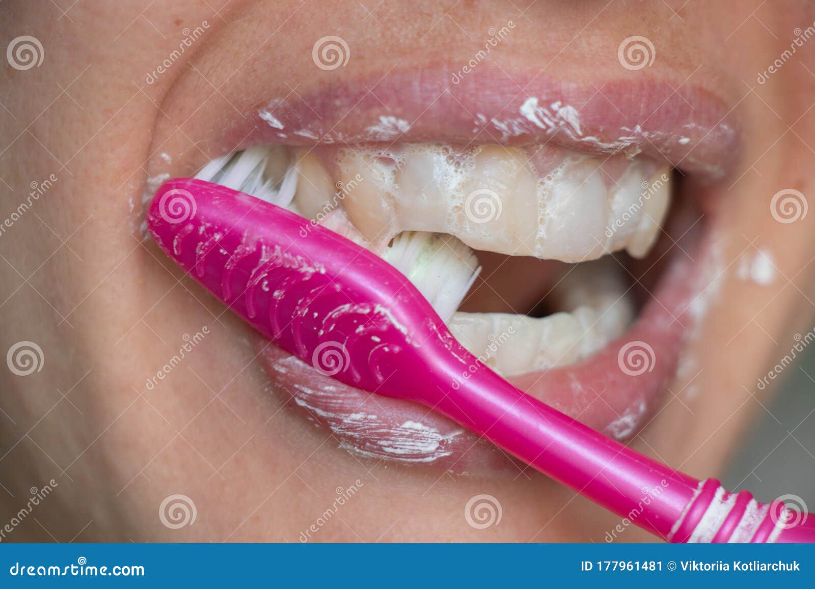 Female in Toothpaste Closeup on an Isolated Background Stock Image ...