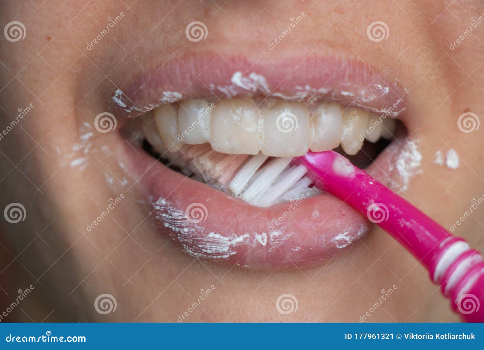 Female in Toothpaste Closeup on an Isolated Background Stock Image ...