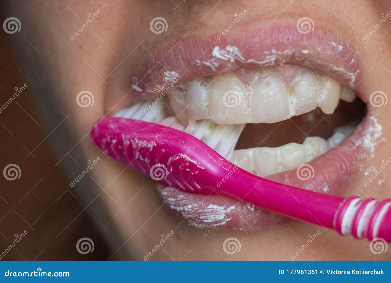 Female in Toothpaste Closeup on an Isolated Background Stock Image ...