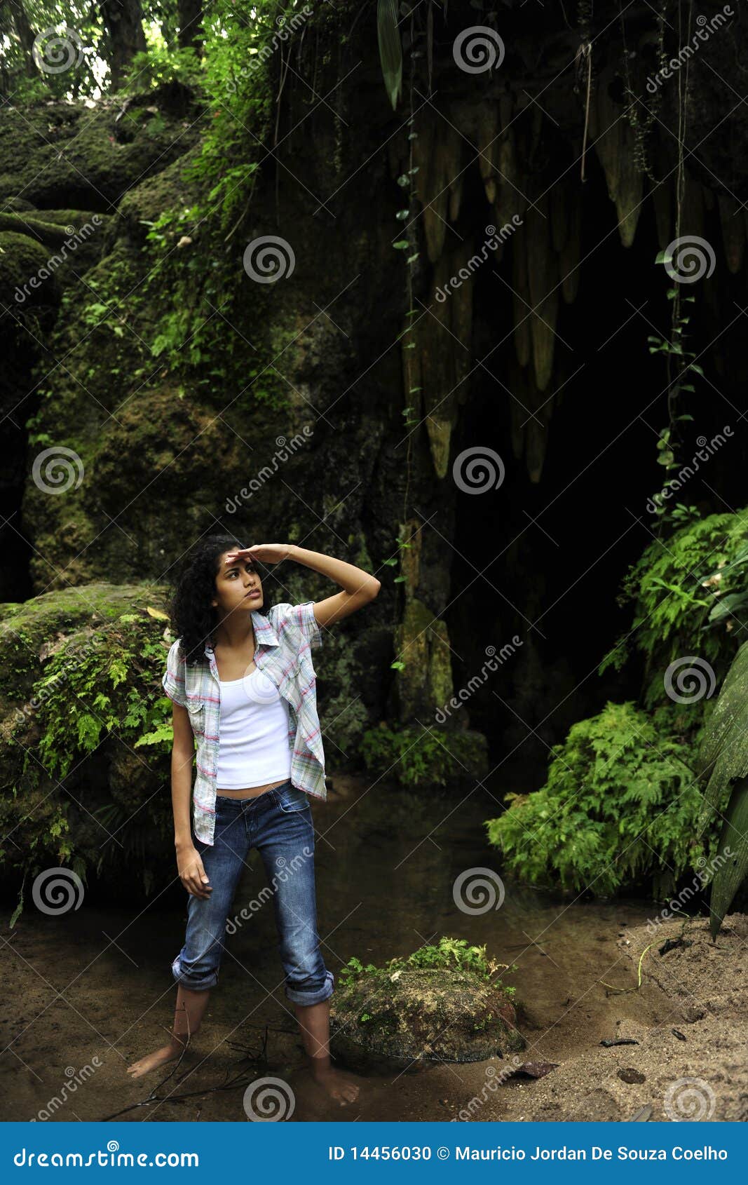 Female Tourist Lost in the Jungle Stock Photo - Image of observe, rain ...