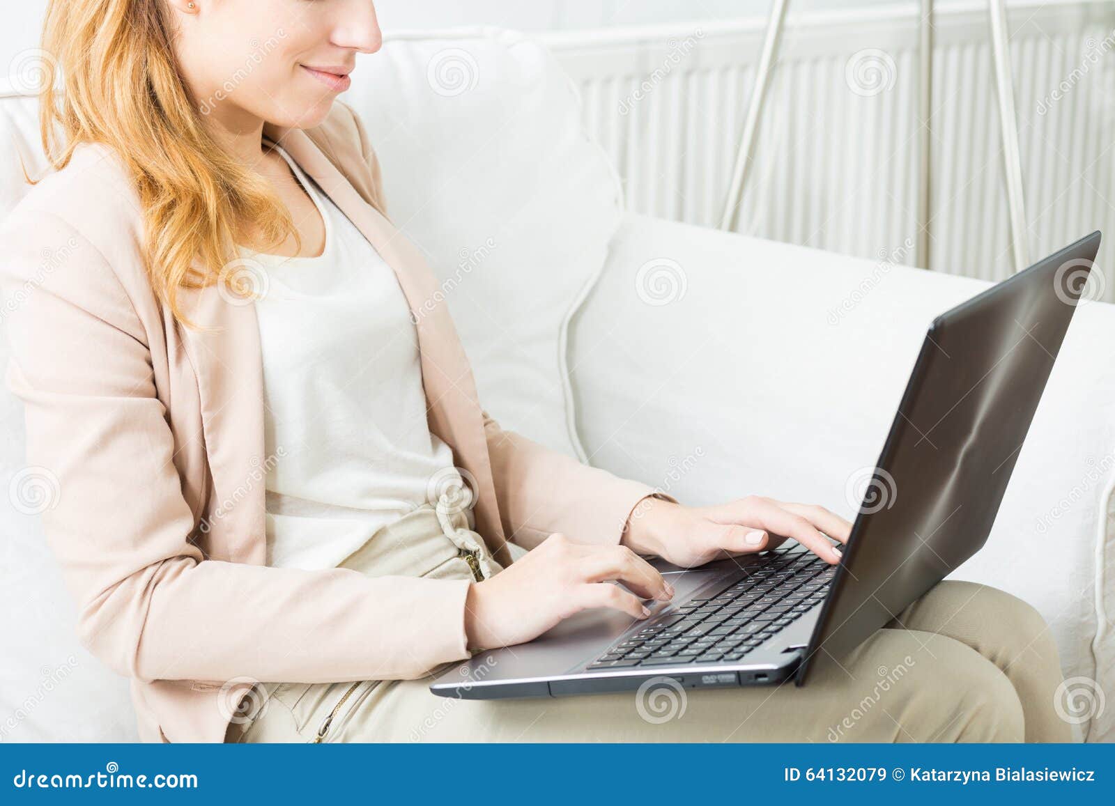 Female trainee with laptop stock image. Image of success - 64132079