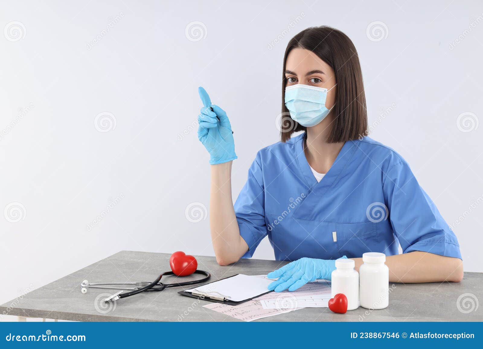 Female Trainee Nurse Sitting on His Workplace Stock Photo - Image of ...