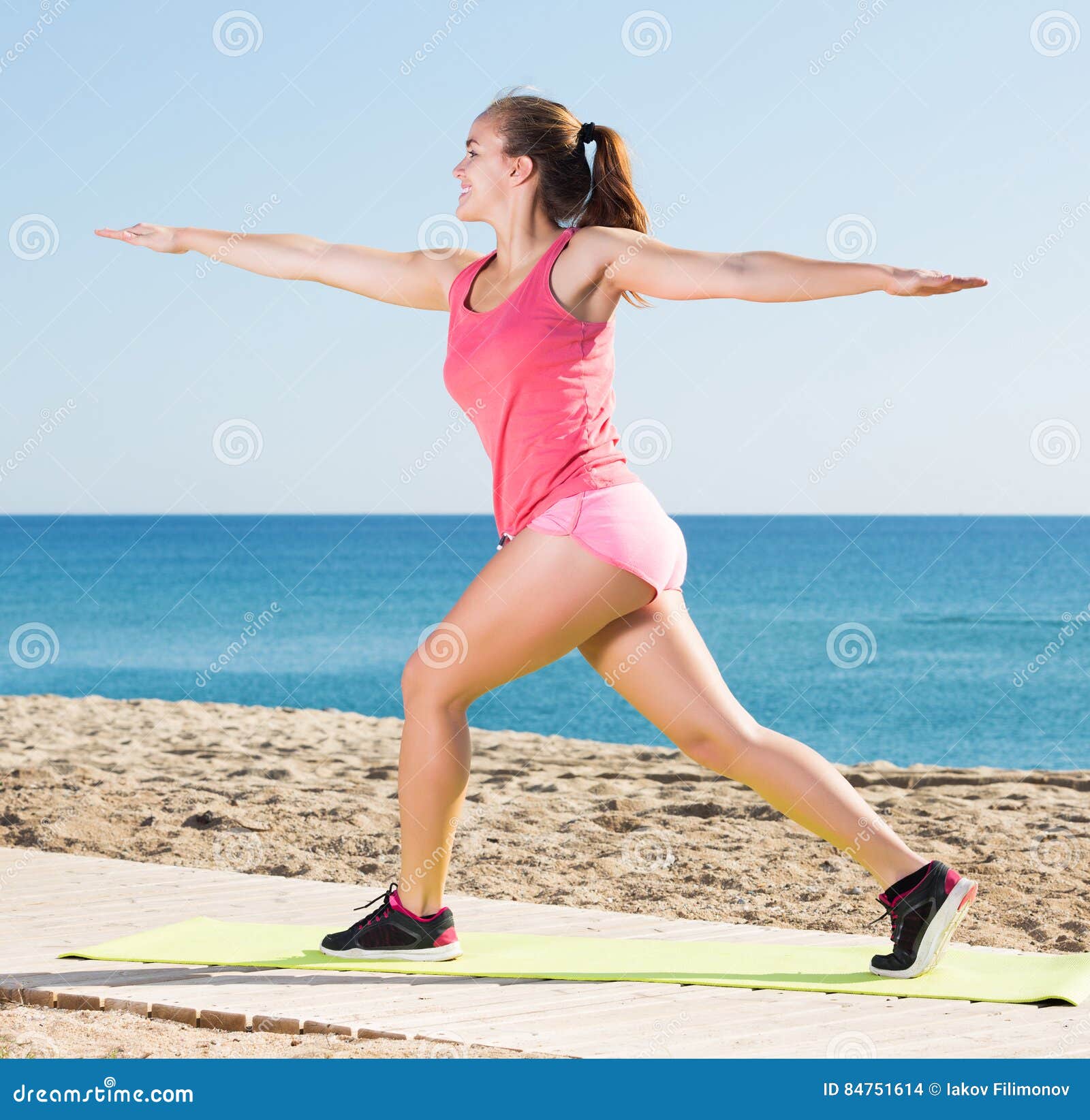 Female Training at Sea Beach Stock Photo - Image of healthy, beach ...