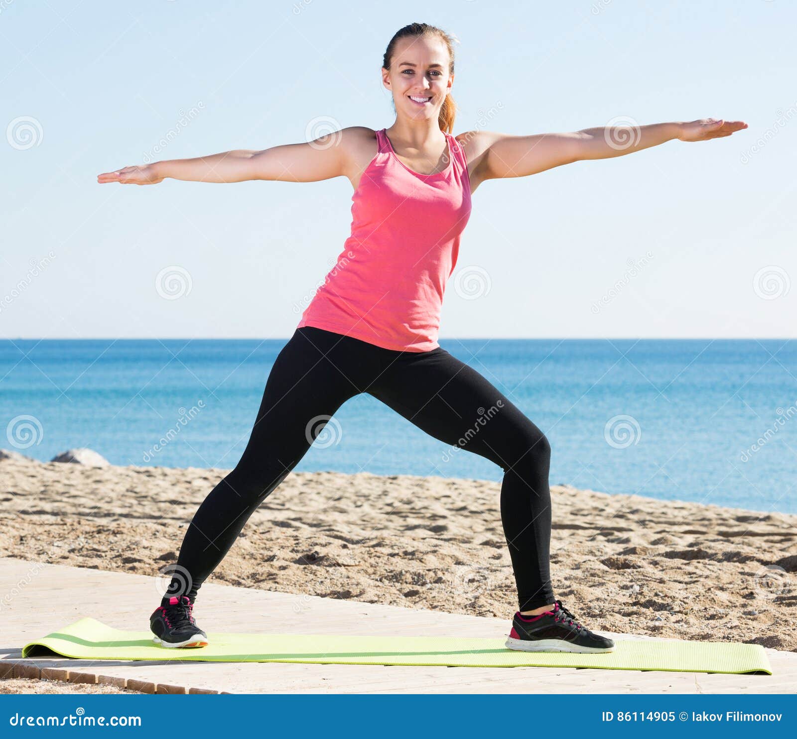Female Training at Sea Beach Stock Image - Image of healthy, fitness ...