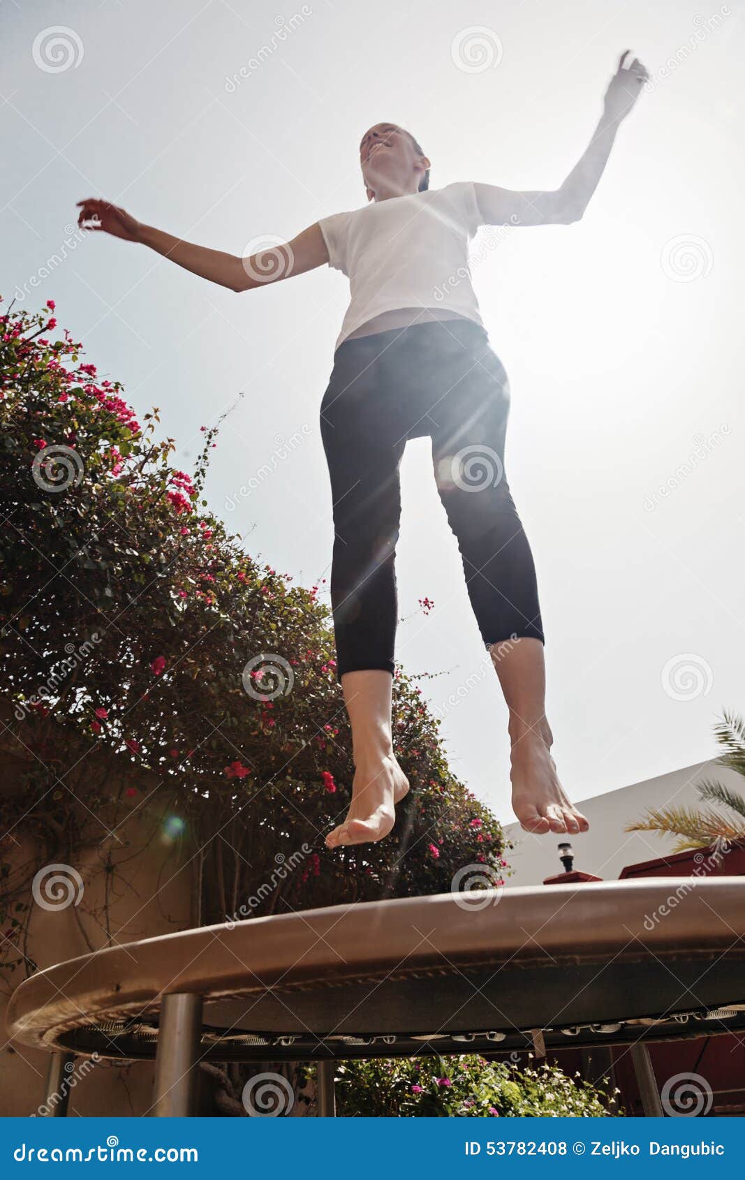 Female on Trampoline stock photo. Image of athlete, sports - 53782408