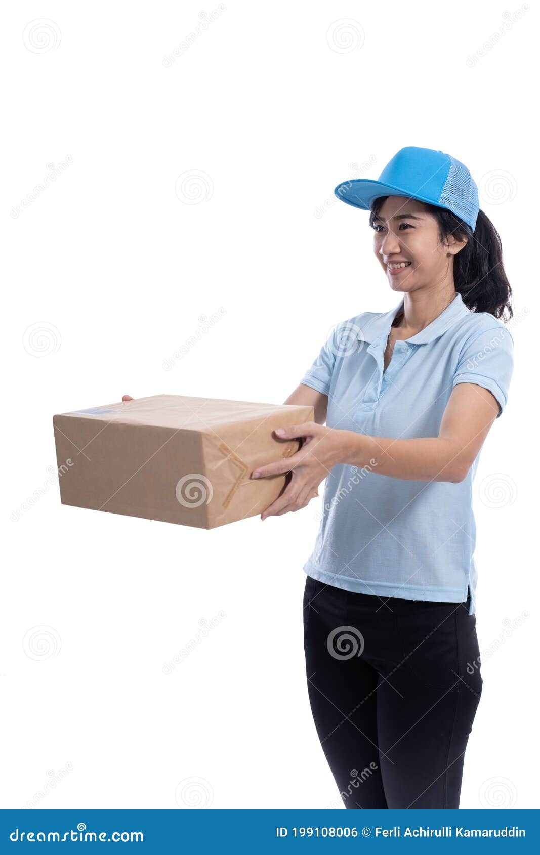 Female Uber Rider or Driver Delivering Package Stock Photo - Image of ...