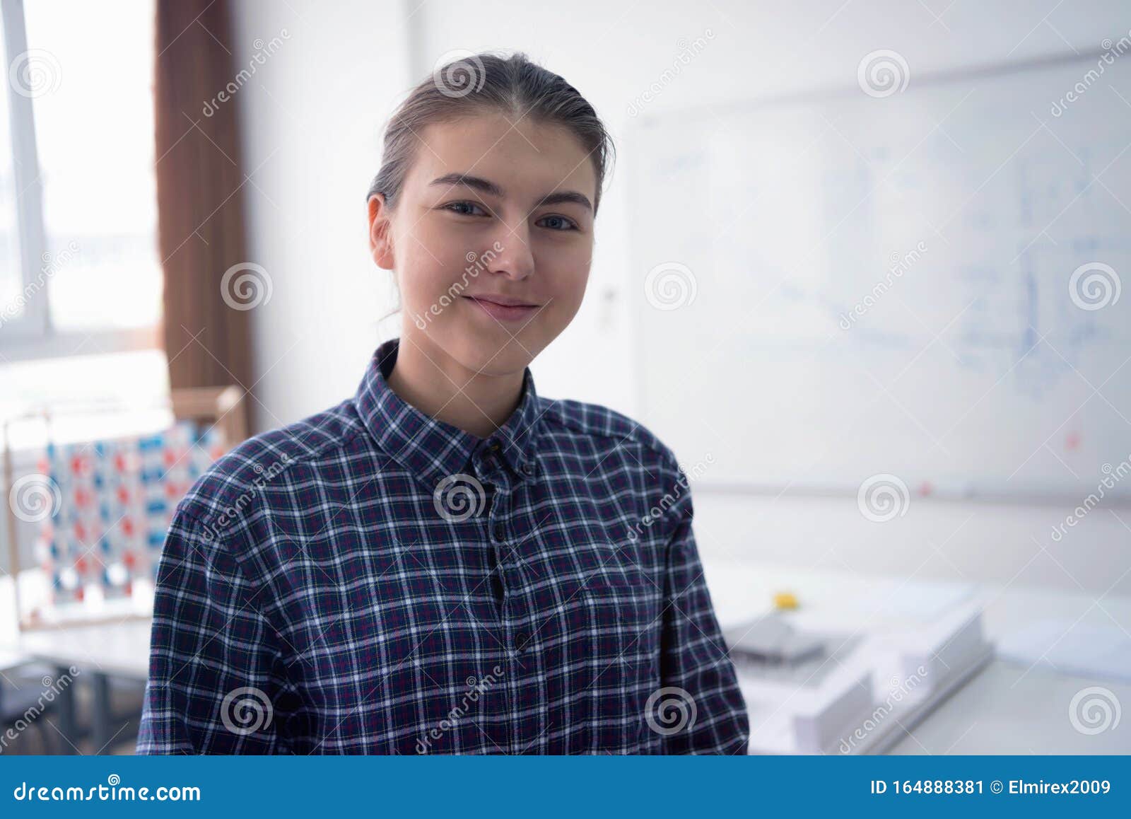 Female University Architecture Student Working on Practice Lessons ...