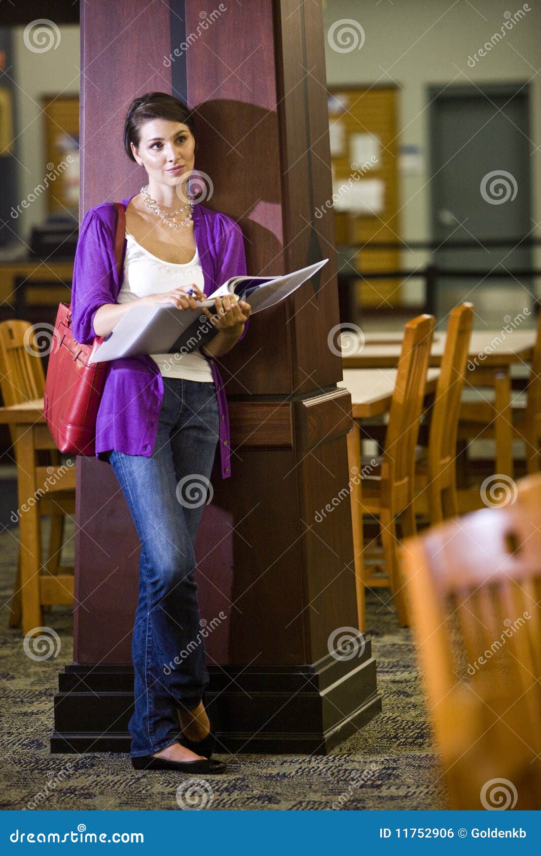 Female University Student Standing in Library Stock Photo - Image of ...