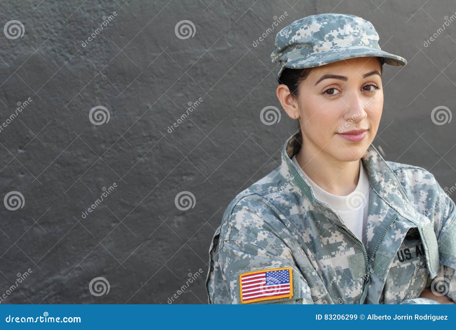 Female US Army Soldier Wearing Uniform Stock Image - Image of portrait ...