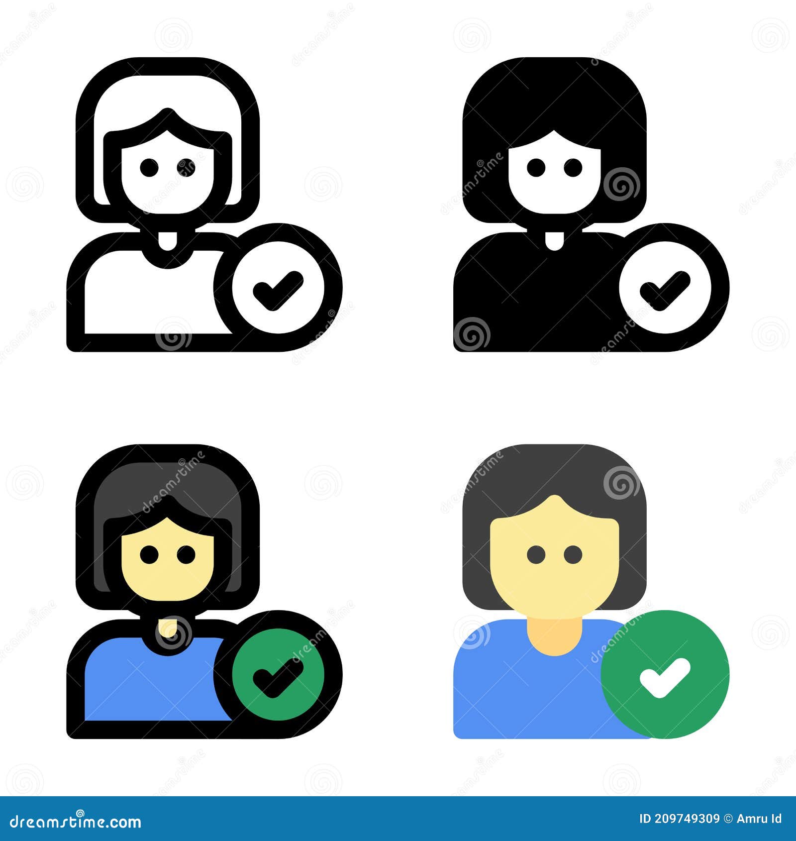 Female User Account Verified Icon, Logo, and Illustration Stock Vector ...