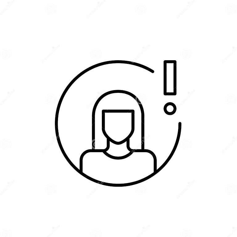 Female User Avatar and Exclamation Mark. User Warning, Important ...
