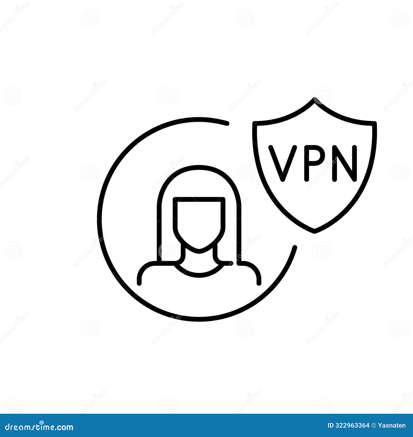 Female User Avatar and Vpn Shield. Protected Internet Activity. Secure ...