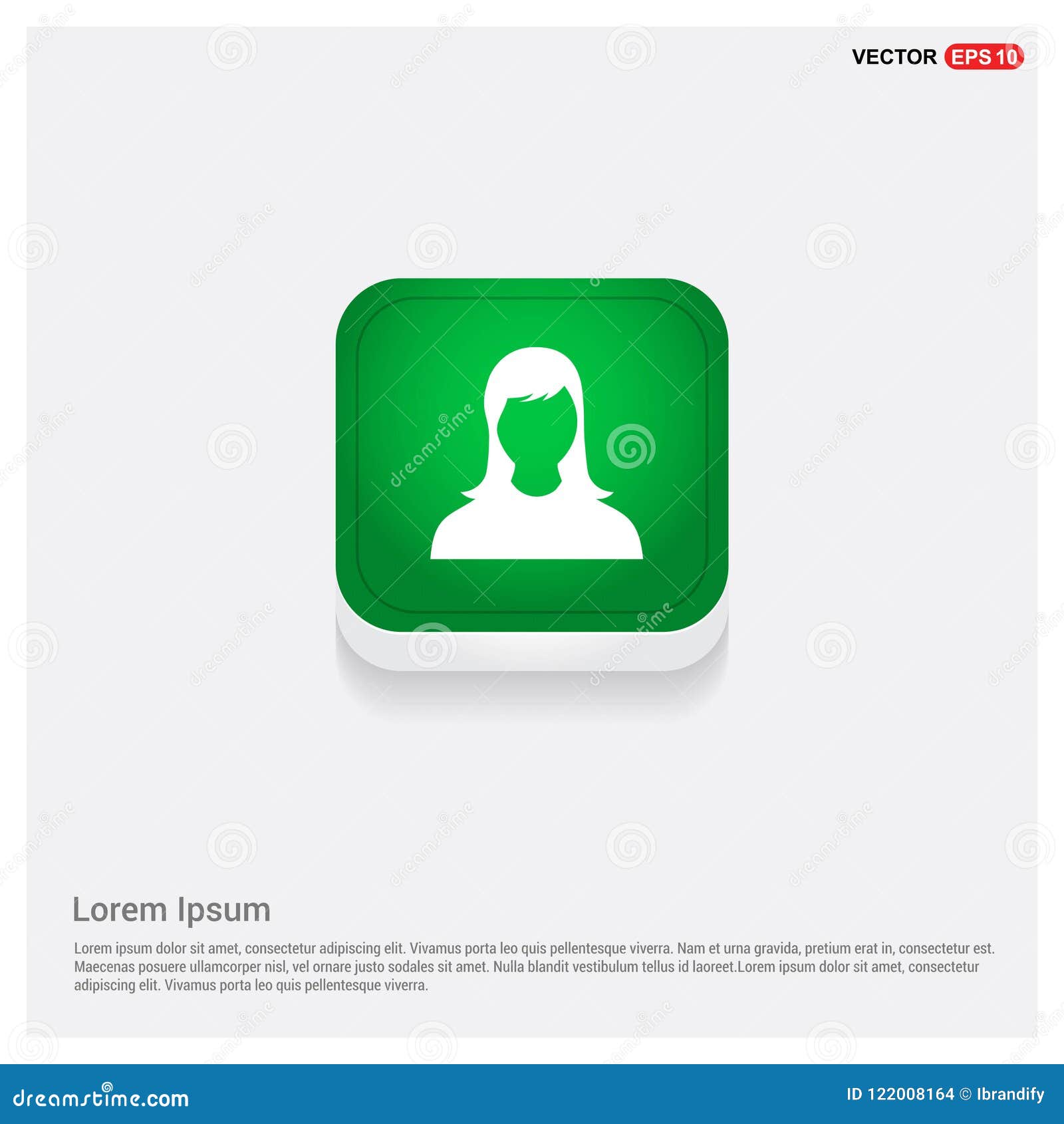 Female User Icon Green Web Button Stock Vector - Illustration of sign ...