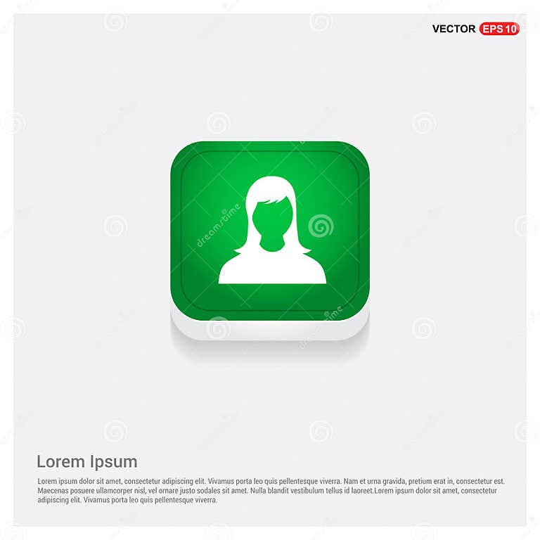 Female User Icon Green Web Button Stock Vector - Illustration of sign ...