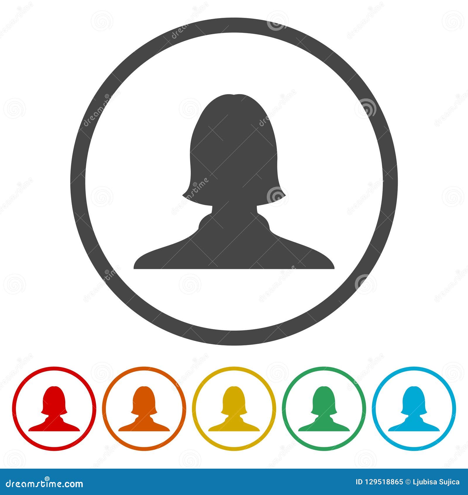 Female user icon stock vector. Illustration of head - 129518865