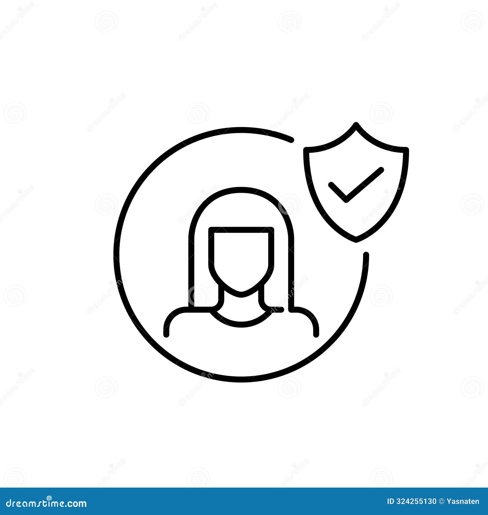 Female User Profile, Shield and Checkmark. Verified Identity, Safe User ...