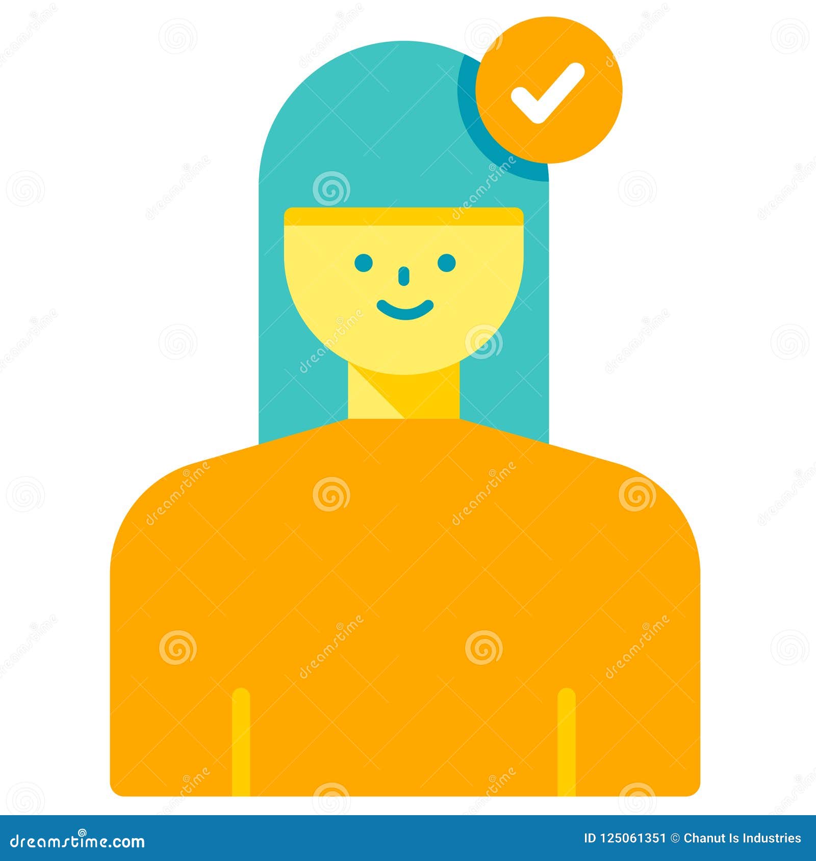 Female User Verified Flat Illustration Stock Vector - Illustration of ...
