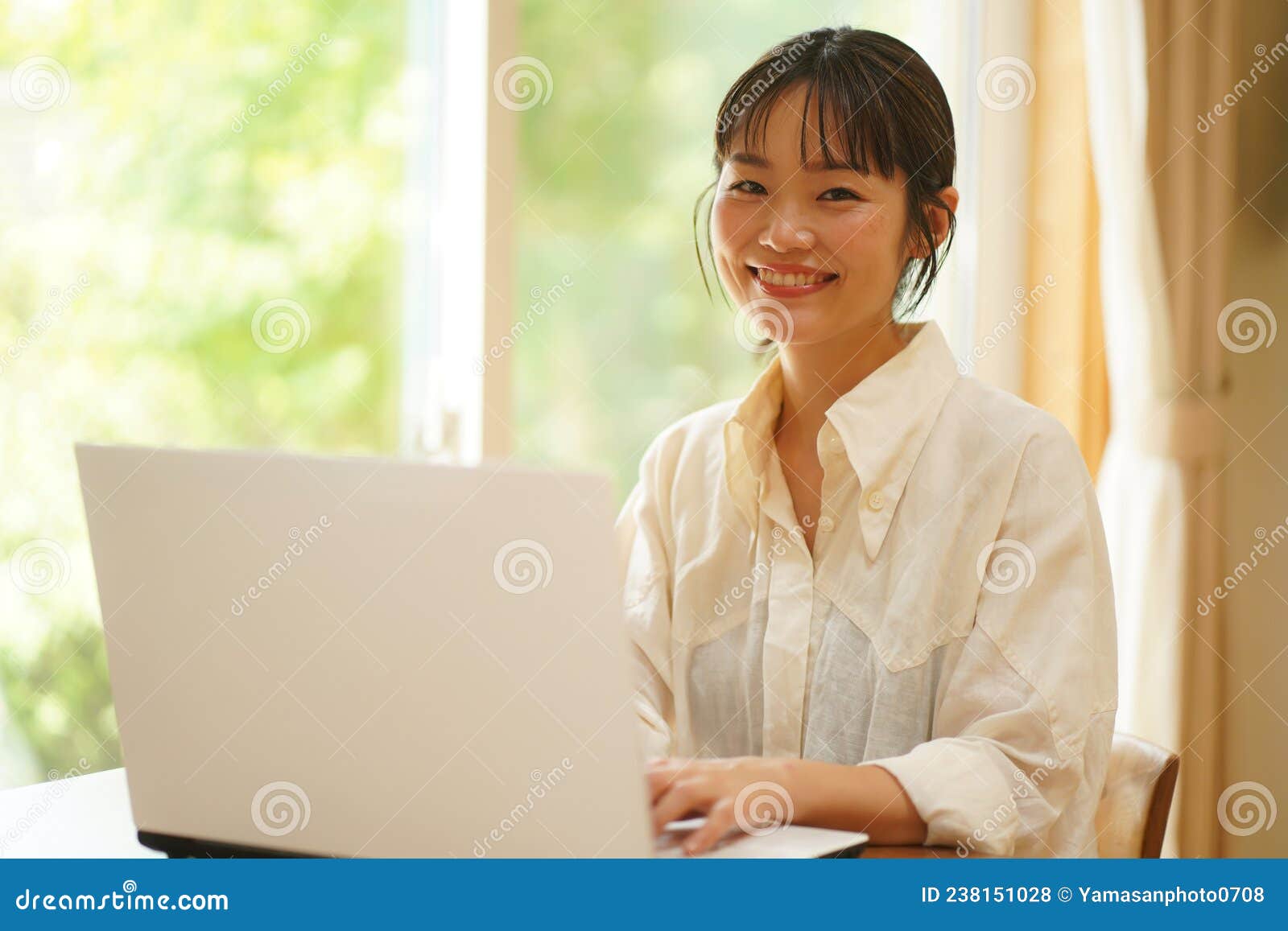 Female Using a Personal Computer Stock Photo - Image of female, home ...