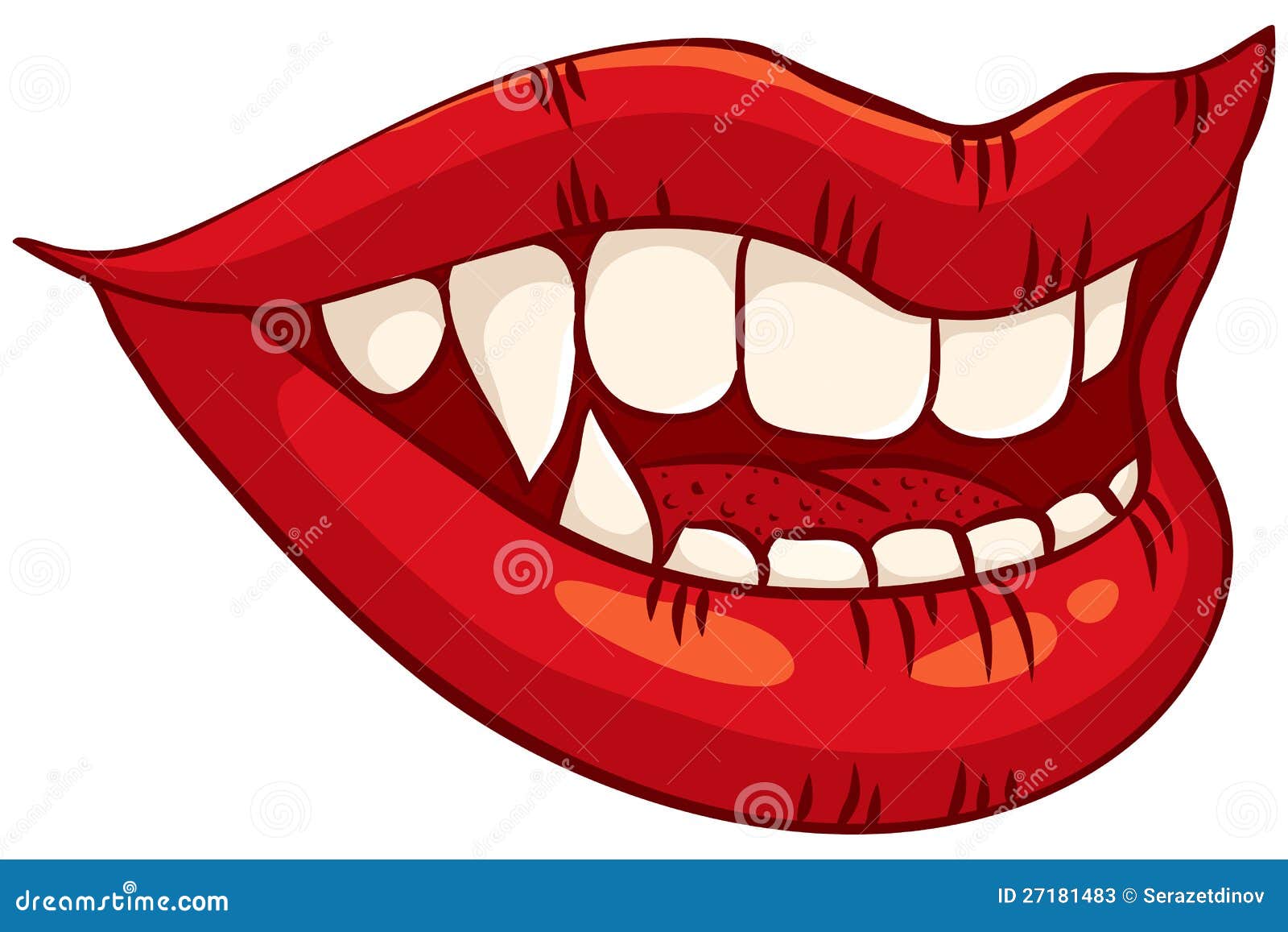 Female Vampire Bloody Mouth Showing Fangs Vector Illustration ...