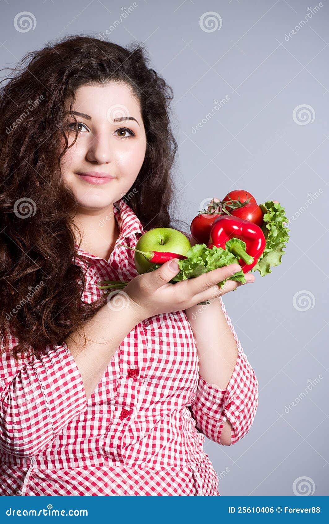 Female Vegetarian with Vegetables Stock Photo - Image of athletic ...