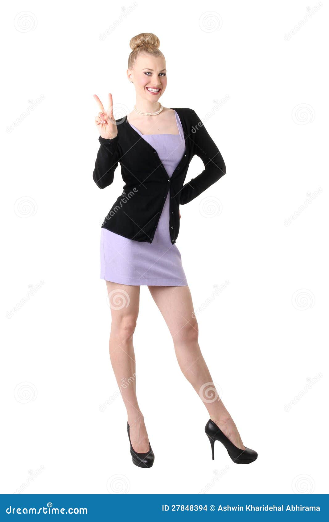 Female with Victory Gesture Stock Photo - Image of female, isolation ...