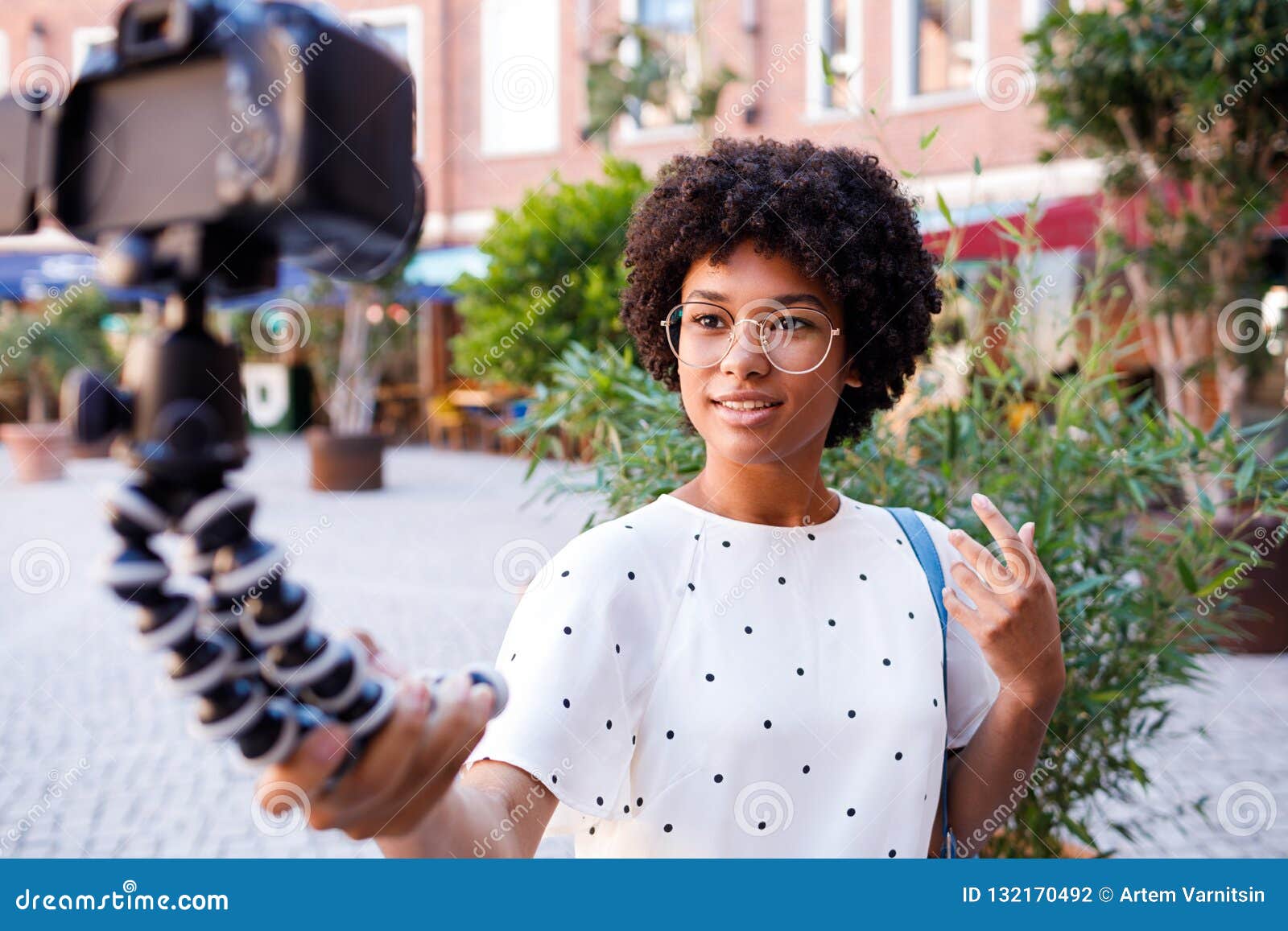Female Vlogger Recording Video Stock Photo - Image of filming, media ...