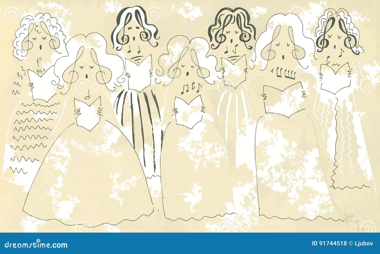Female Vocal Ensemble. Cute Cartoon Poster Stock Illustration ...