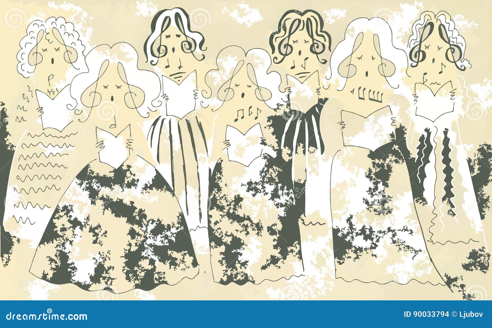 Female Vocal Ensemble. Cute Cartoon Poster Stock Vector - Illustration ...