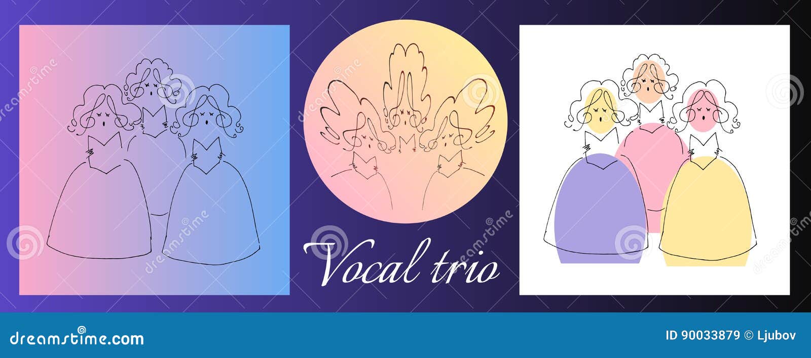 Female Vocal Trio. Cute Cartoon Vector Image Stock Vector ...