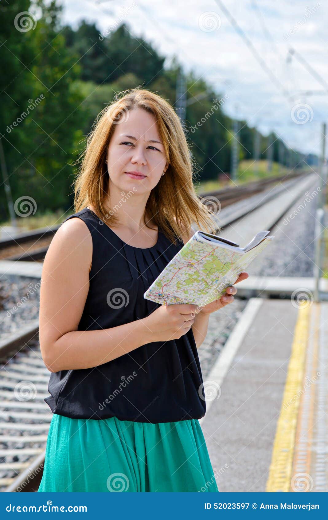 Female Waiting Train on the Platform Stock Image - Image of station ...