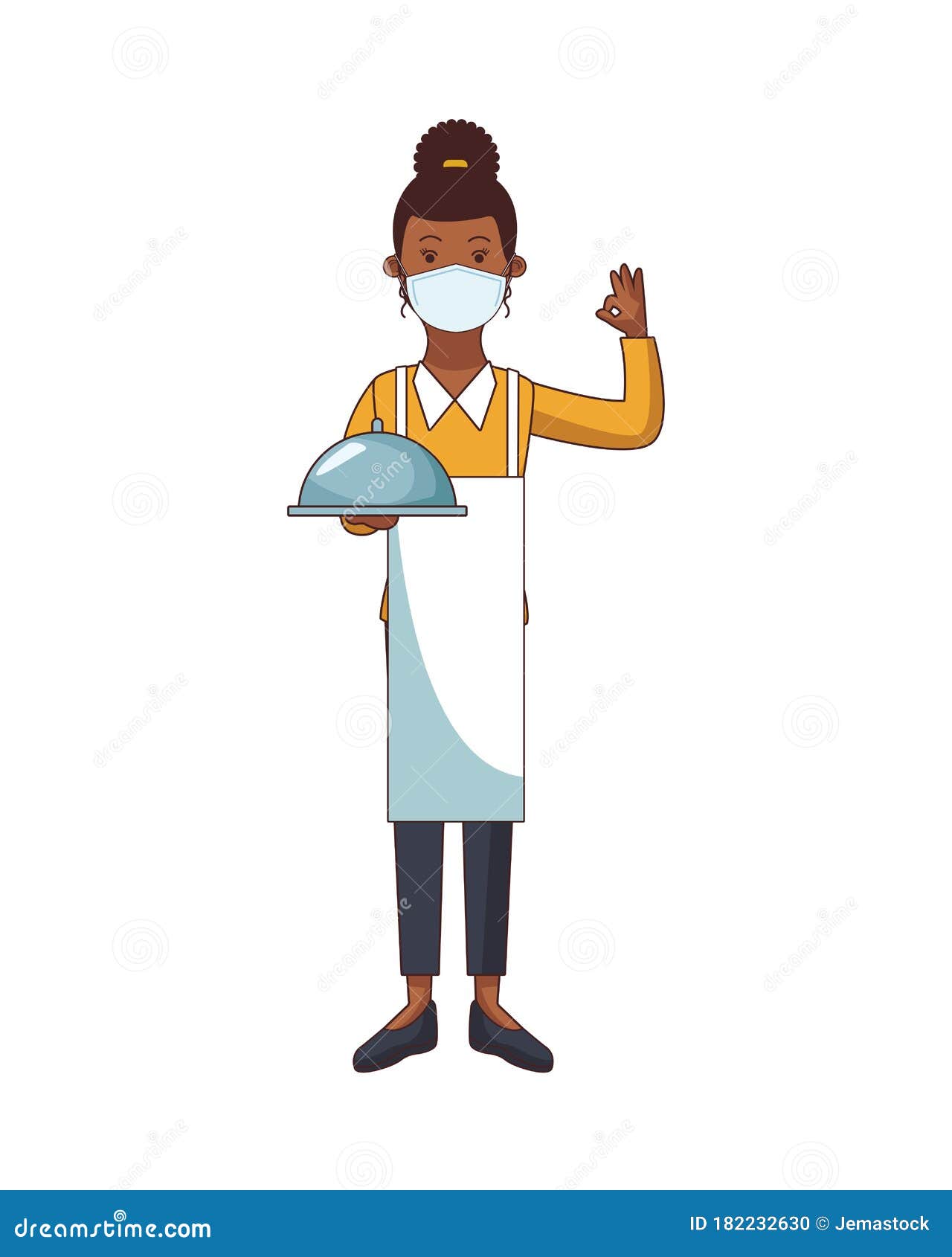 Female Waitress With Mask Vector Design | CartoonDealer.com #185232455